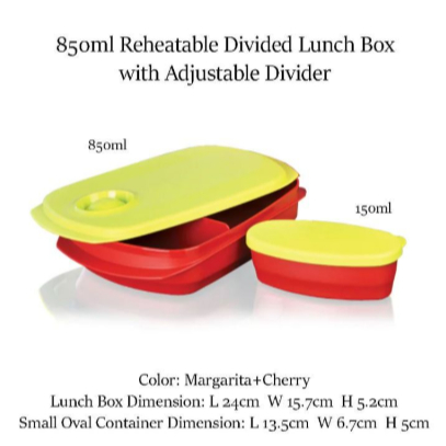 Tupperware Reheatable Divided Lunch Box 1L | Shopee Malaysia