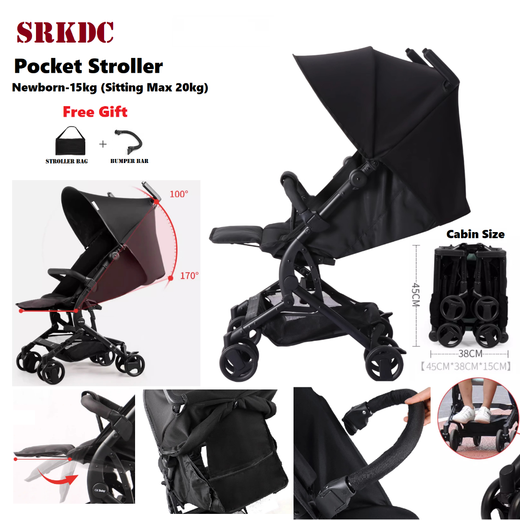 SRKDC Pocket Cabin Size Baby Stroller Newborn-20KG Small Fold Compact ...