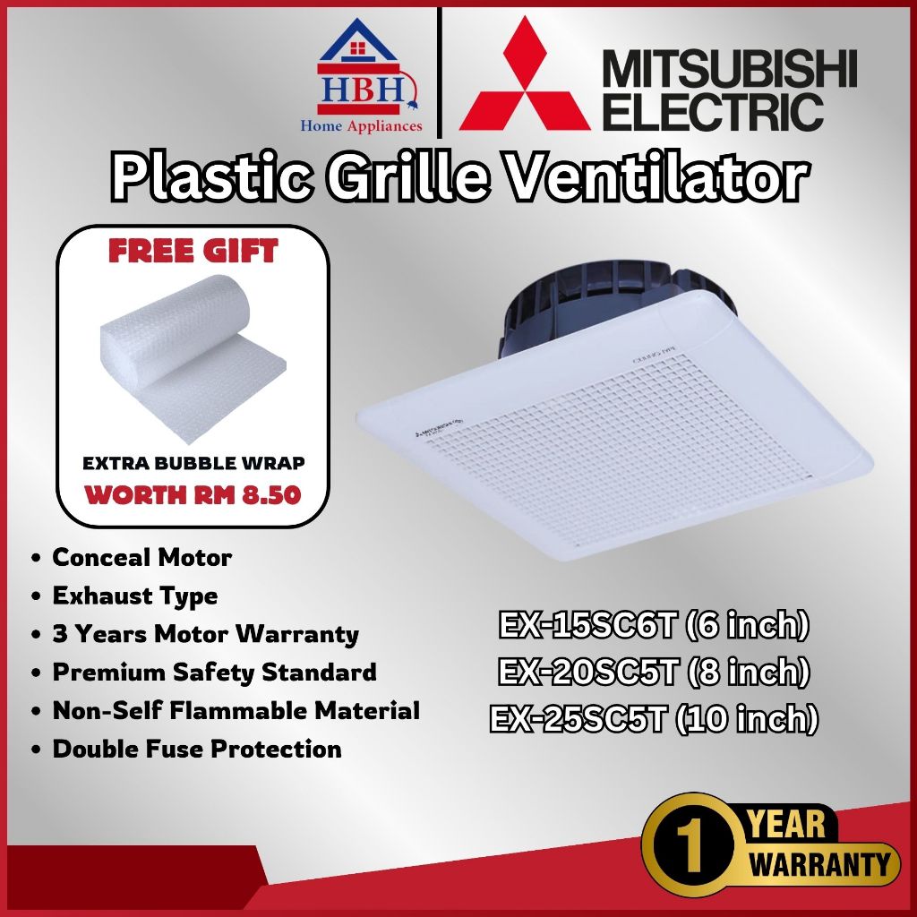 Mitsubishi 6'' / 8'' / 10'' Ductless Ceiling Type Ventilating Exhaust ...