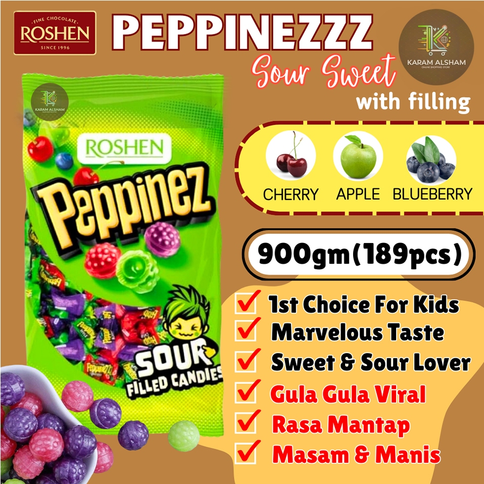 ROSHEN Peppinezz Sour Candy Filled 900gm Gula gula VIRAL ready stock ...