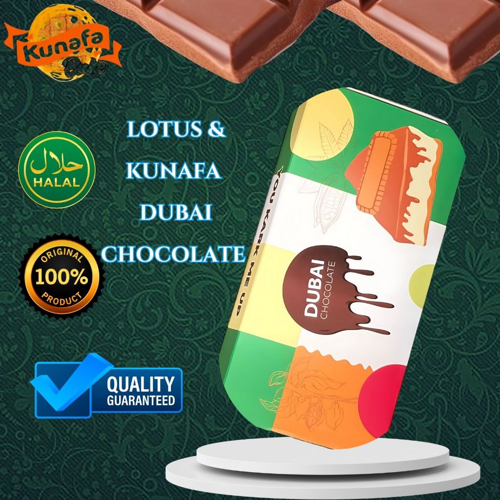 Halal Lotus and Chocolate Dessert kunafa Viral Chocolate Bar From Dubai ...