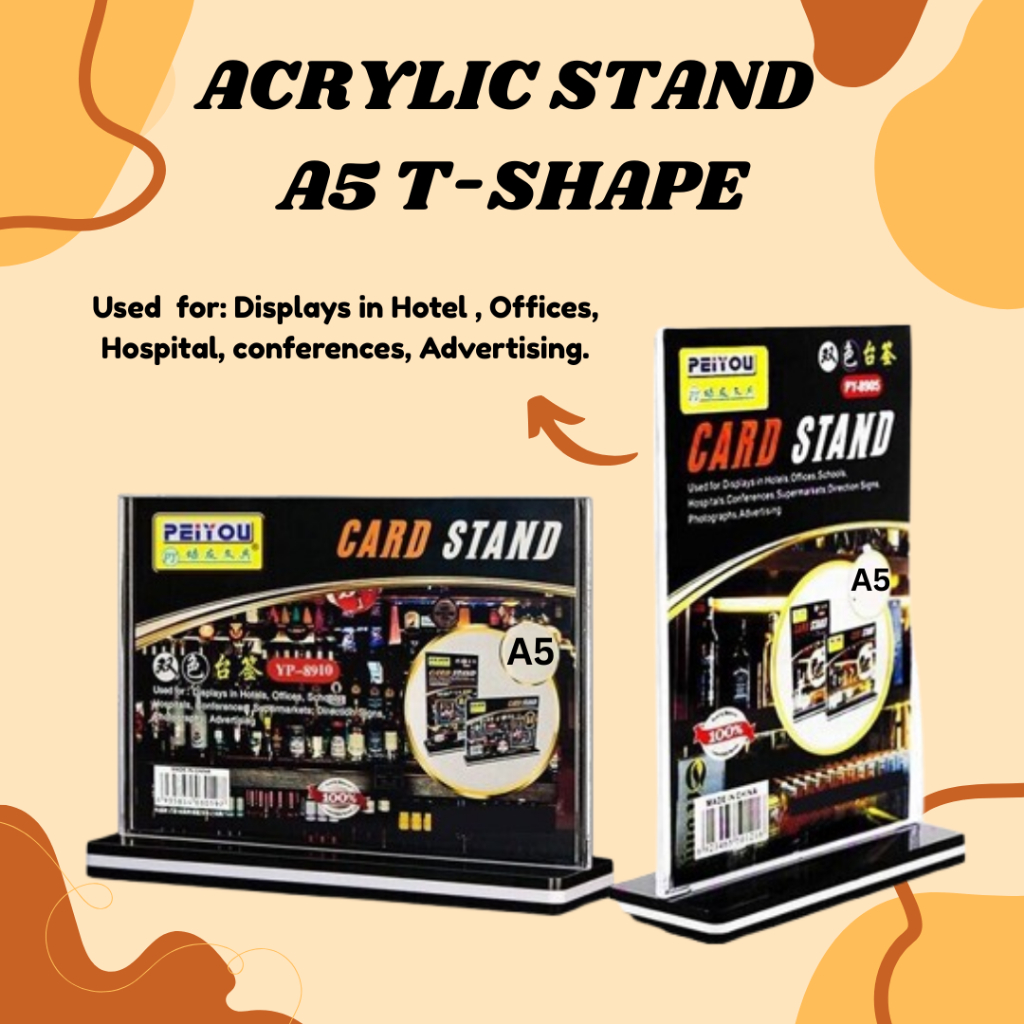 Acrylic T-Shaped Display Stand L Shape A4 / A5 ( Potrait / Landscape ...