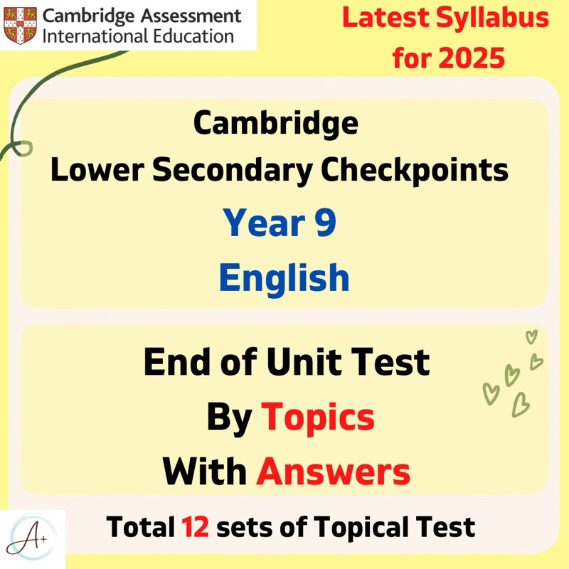 Year 9 English Cambridge Lower Secondary Topical Test Papers with ...