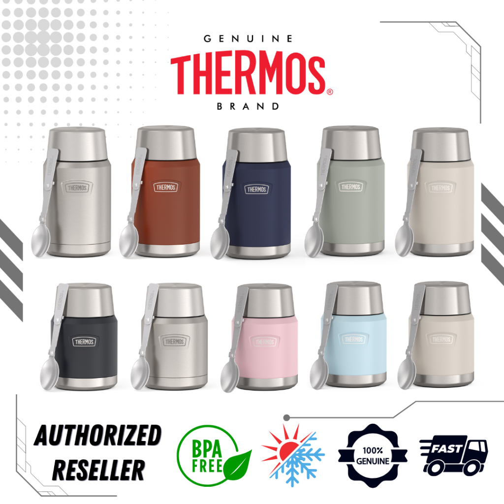 THERMOS Icon Series Insulated Food Jar with Folding Spoon (470ml / 710ml) Non-Slip Base ...