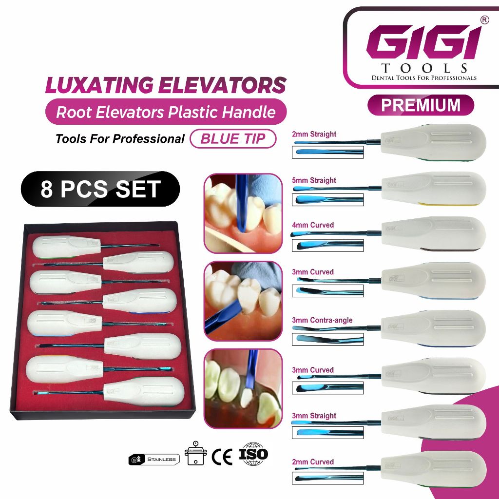 Gigi Tools Luxator Tooth Extracting Elevators Blue Coated Points Dental ...