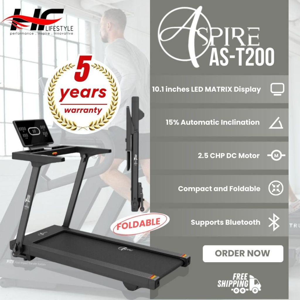 Aspire AS-T200 Treadmill w 5 Years Warranty (LED Console/ Bluetooth/ 2. ...