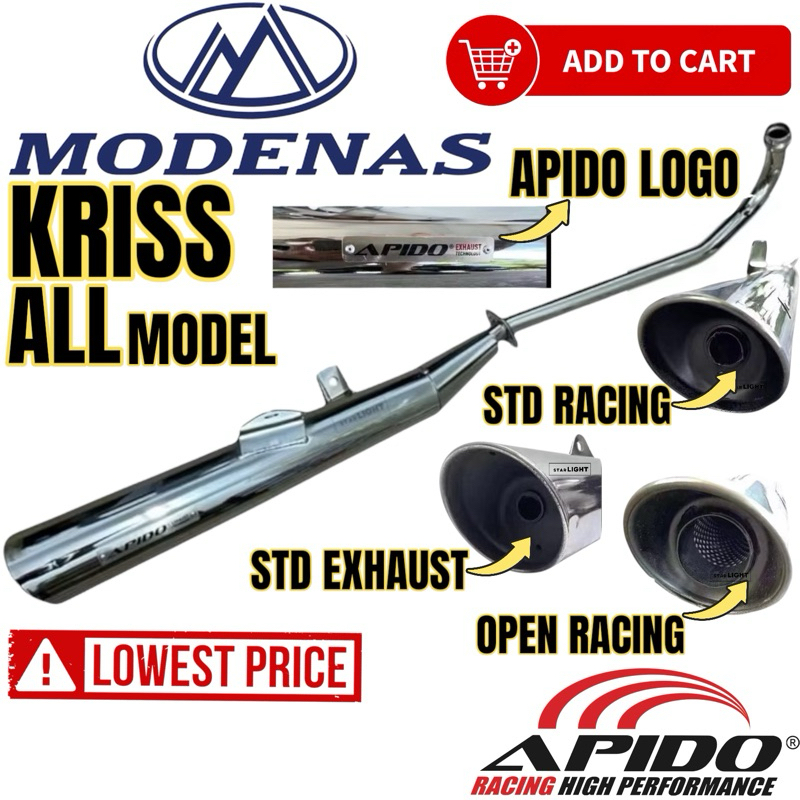 MODENAS APIDO KRISS 1 KRISS 2 KRISS110 KRISS120 KRISS100 STANDARD RACING/ OPEN RACING EXHAUST ...