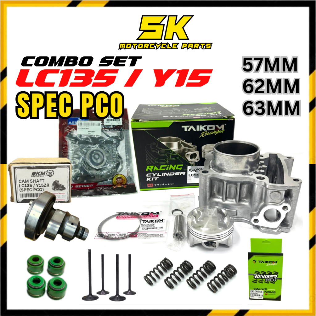 COMBO Y15 LC135 BLOCK RACING 57MM 62MM 63MM TAIKOM KZR SPEC PCO LC 4S Y15ZR CAM PCO | Shopee ...