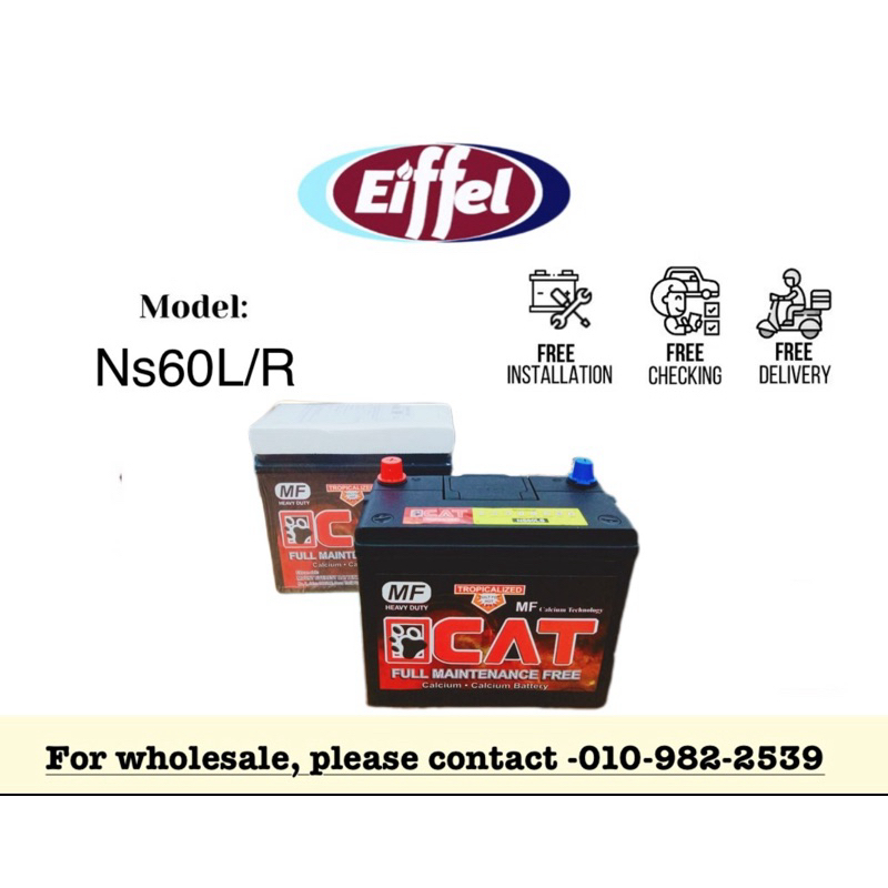 （Sarawak）[Installation Provided] CAT NS60 NS60L /R 55B24L/R Car Battery Bateri Kereta Proton ...