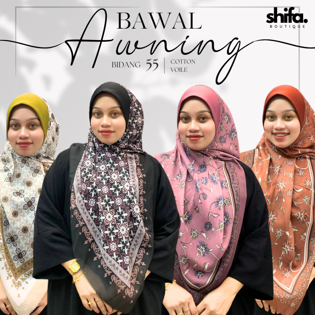 Bawal Cotton Awning Scuba Bidang Besar Labuh | Tudung Bawal Awning ...