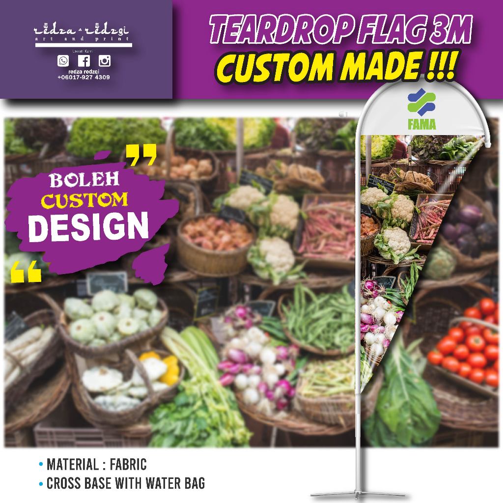 Teardrop Flag 3M (Cross Base with Water Bag) | Shopee Malaysia