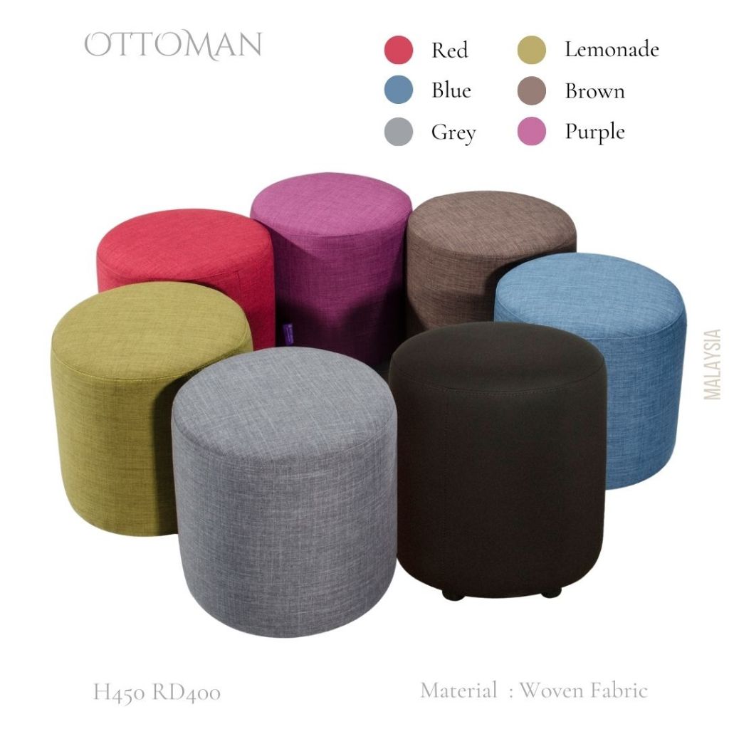 Ottoman Sofa Stool Round Seat-Woven Fabric, Colorful Footstool Puff ...