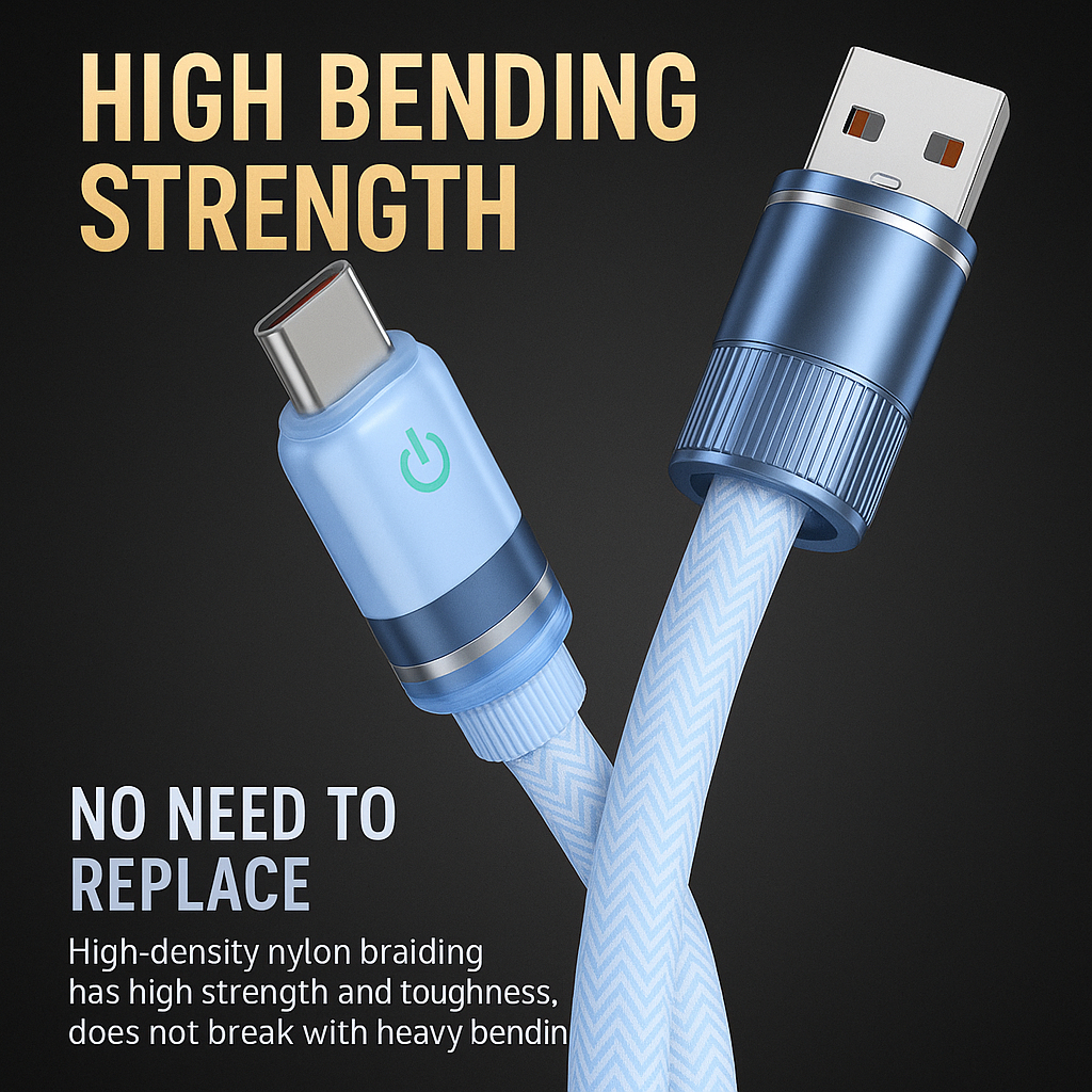 66W Nylon Cable Super fast Charger Cable Fast USB Type C Charging Data ...
