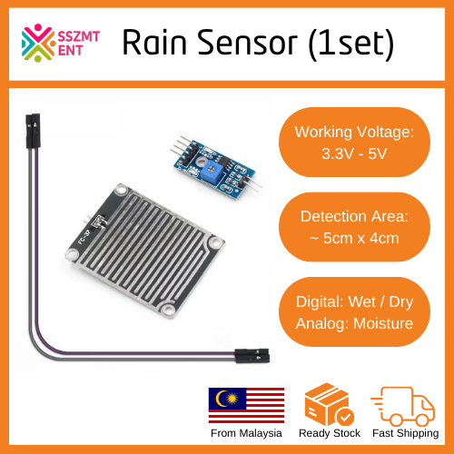(1 Set) Rain/Snow Detection Sensor Module – Weather Sensor for Arduino, Raspberry Pi, and DIY ...