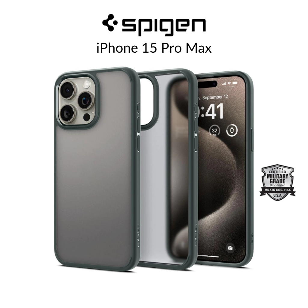 Spigen iPhone 15 Pro Max Casing 6.7" Ultra Hybrid Frosted Back Casing ...