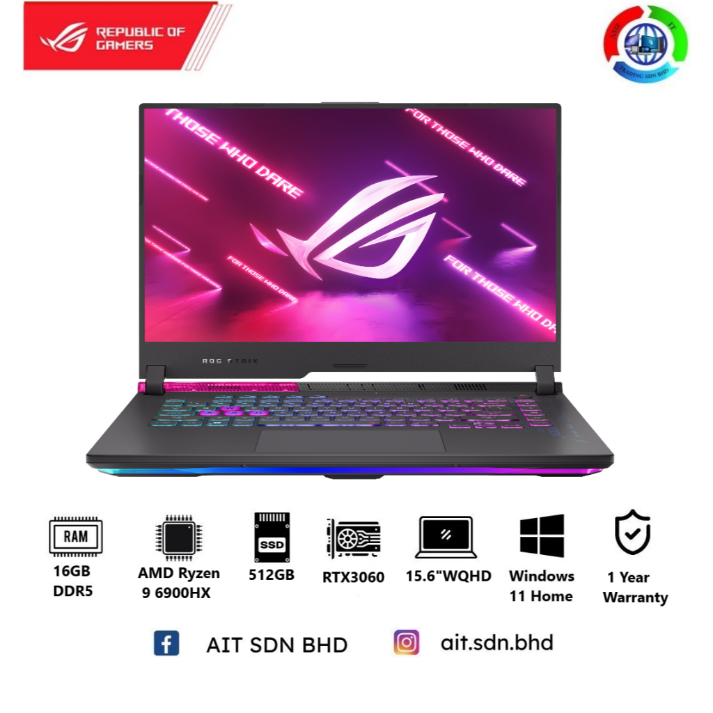ASUS ROG Strix G513RM 15.6"WQHD 165Hz Gaming Laptop AMD Ryzen 9 6900HX ...