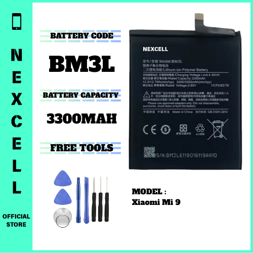 NEXCELL Compatible for Xiaomi Mi 9 Battery Bateri BM3L ( 3300mAh ) with ...