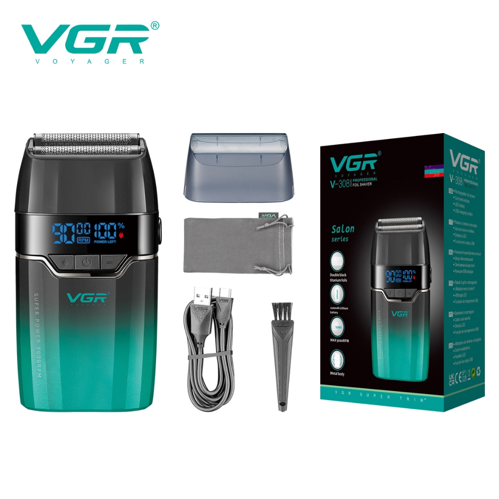 VGR V-308 Professional Hair Shaver 9000RPM Double Foil Salon Series ...