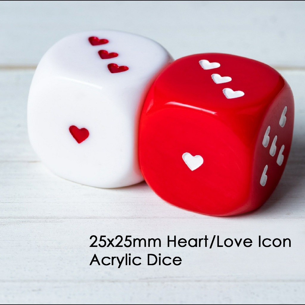 🔥Ready Stock🔥 25mm Love Heart Icon Dice Acrylic Cute Coloring Dice Game Playing 心型图案骰子 | Shopee ...