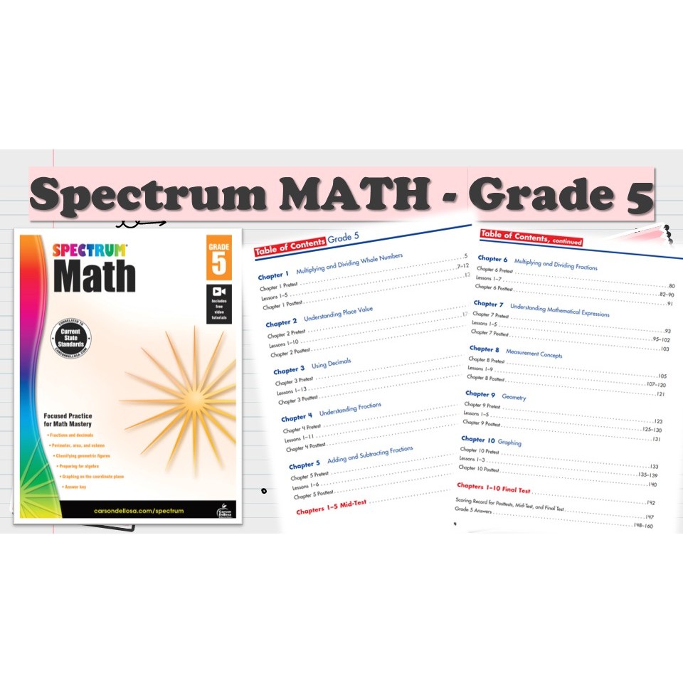 [PRE570] 164 pages SPECTRUM Math Grade 5 Worksheet PDF version 电子书 ...