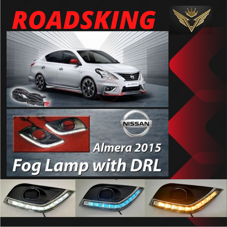 [ 2PCS ] NISSAN ALMERA 2014 - 2018 DRL LIGHT FOG LAMP COVER DAYLIGHT 3 ...