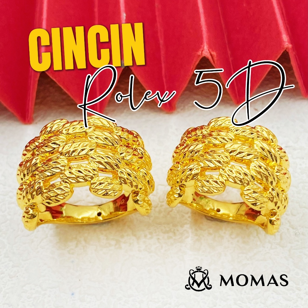 ROLEX 5D Emas 916 Original Cincin Emas 916 Tulen Cincin Bajet Emas 916 ...