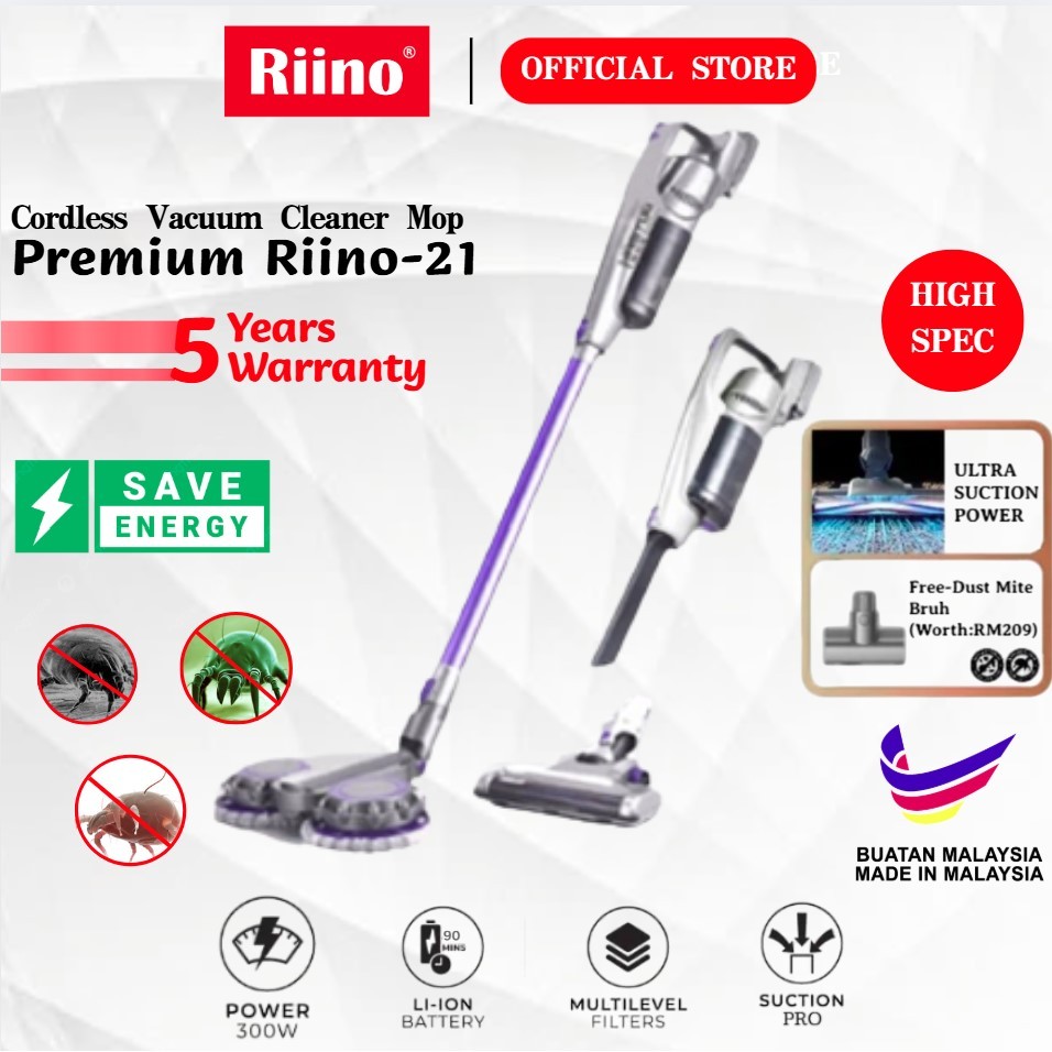 Riino Wet Dry Vacuum Cleaner R-21 PRO Cordless Vacuum Cleaner Mop ...