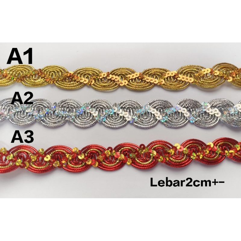 Lace/Hiasan(Gold/Silver/Merah)+-1meter | Shopee Malaysia