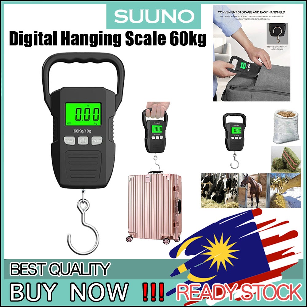LCD Digital Hanging 60kg/10g Scale Portable Battery/USB Charging Hook ...