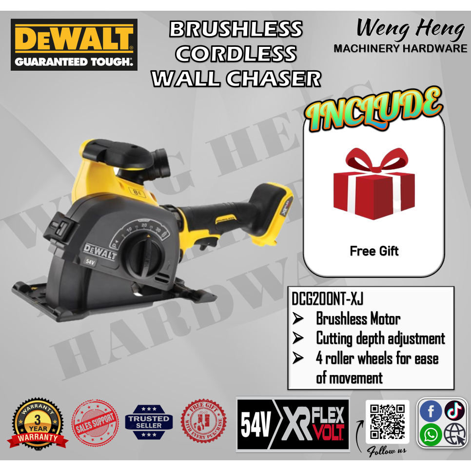 DEWALT 125mm ( 5" ) 54V Brushless Cordless Wall Chaser - MODEL DCG200NT ...