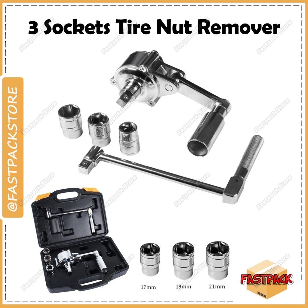 3 Sockets Tire Nut Remover Heavy Duty Lug Nut Tool Torque Multiplier ...