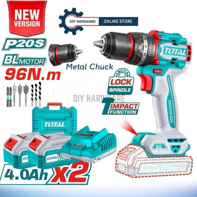 TOTAL Li-ion Cordless Impact Drill 96Nm TIDLI20968 | Shopee Malaysia