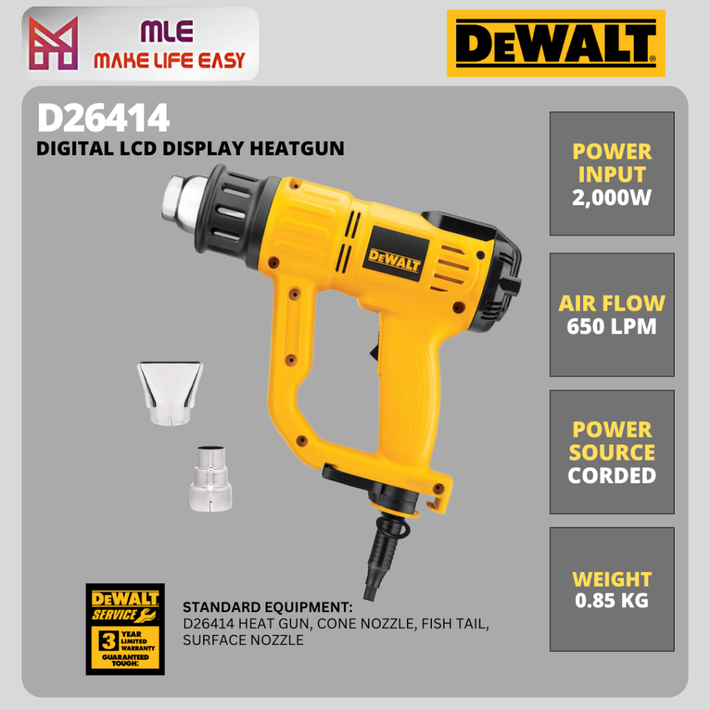 DEWALT D26414-B1 | D26414 2000W DIGITAL LCD DISPLAY HEATGUN | Shopee ...