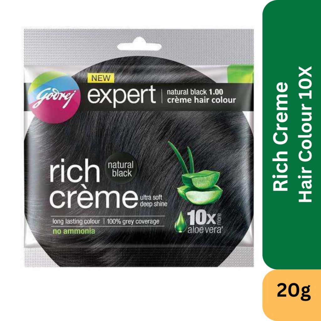 GODREJ EXPERT Rich Creme Herbal Hair Colour - Natural Black / Black ...