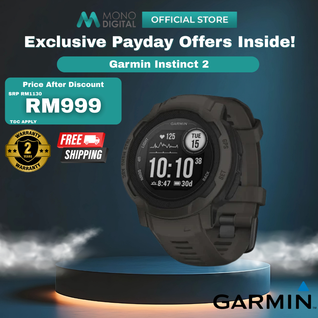 Garmin Instinct 2 Rugged Outdoor GPS Smartwatch with Heartbeat Rate ...