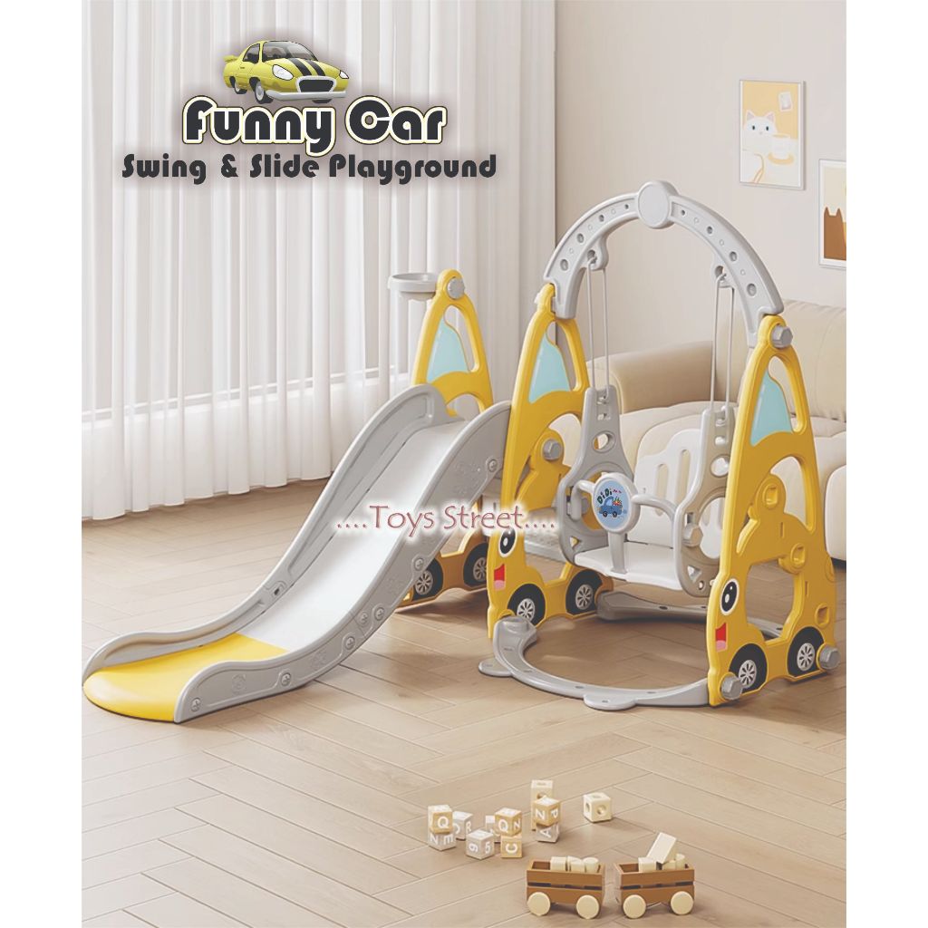 TOYS STREET (TS25004) FUNNY CAR PLAYGROUND 3 IN 1 SWING & SLIDE WITH ...
