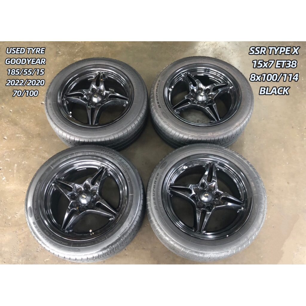 USED RIM SSR TYPE X 15 INCH WITH TYRE 185/55/15 FOR WAJA GEN2 SATRIA ...