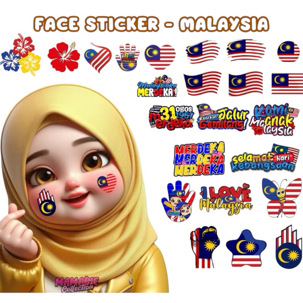 Sticker Merdeka Muka Pipi Tahan Lama Merdeka Malaysia Face Sticker ...