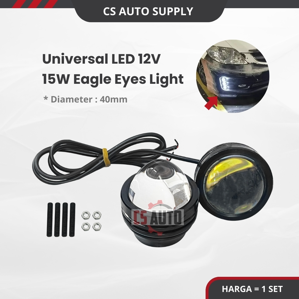 1 Set x Universal LED 12V 40mm Eagle Eyes 2 pcs Car Bonnet Lorry Extra ...