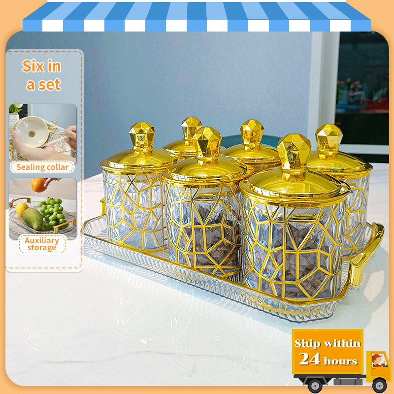 Bekas Makanan Bulat Bekas Kuki Jar Kedap Air Bekas Plastik dengan ...