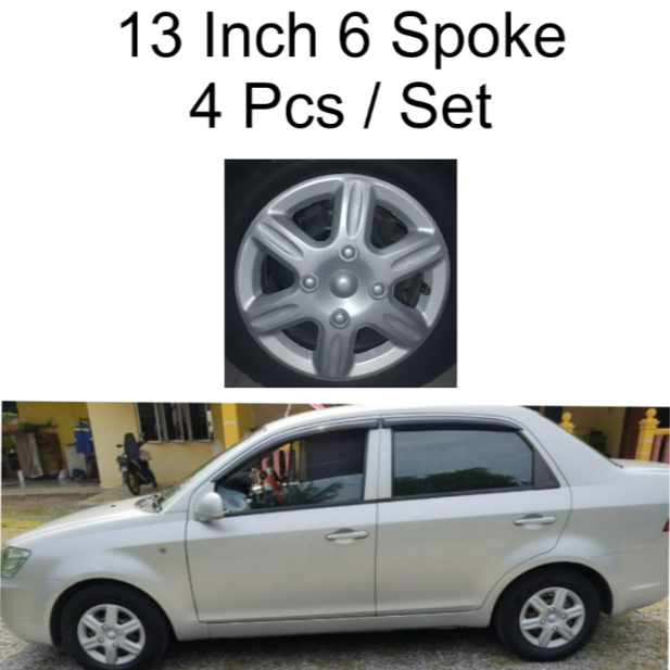 4Biji 13 Inch 6 SPOKE ABS Wheel Cover Rim Center Hub Caps For Proton ...