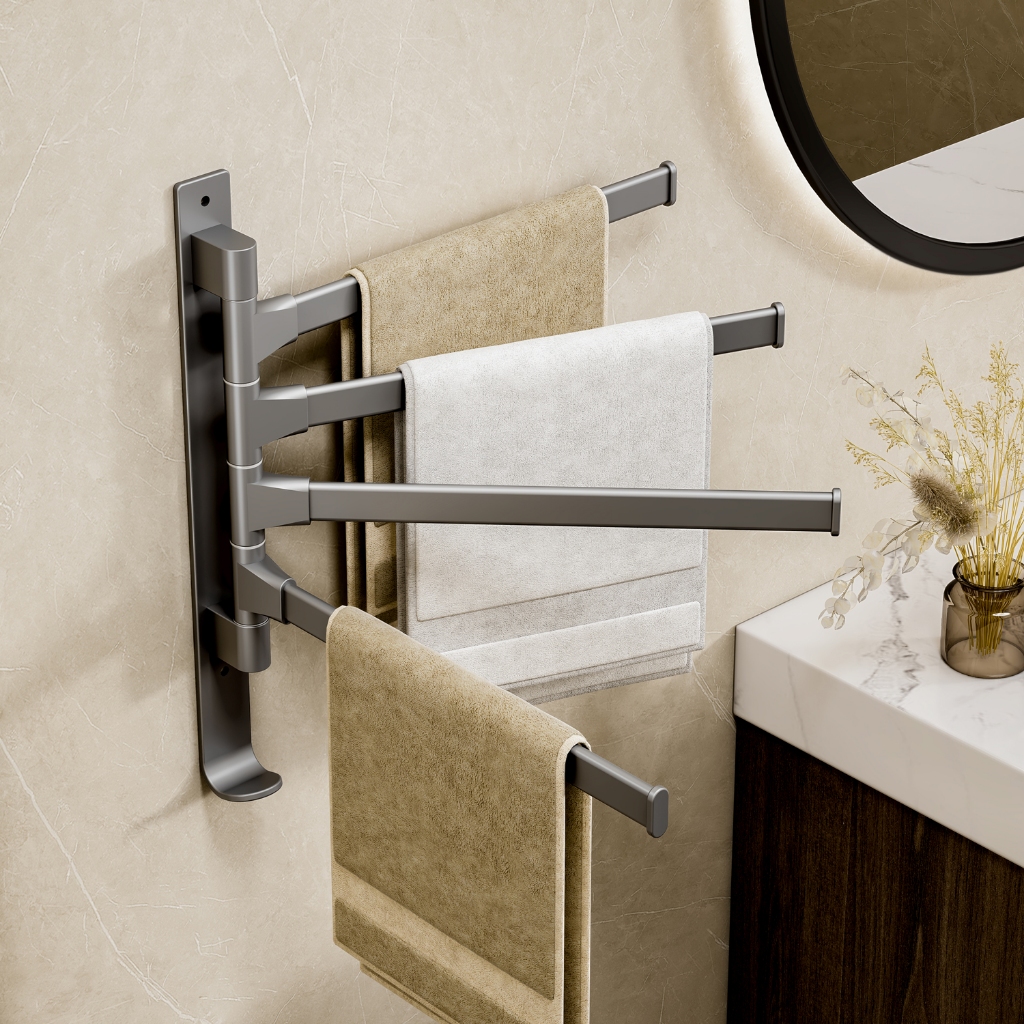 AIYU/Aluminum alloy wall mounted rotating multi pole towel rack ...
