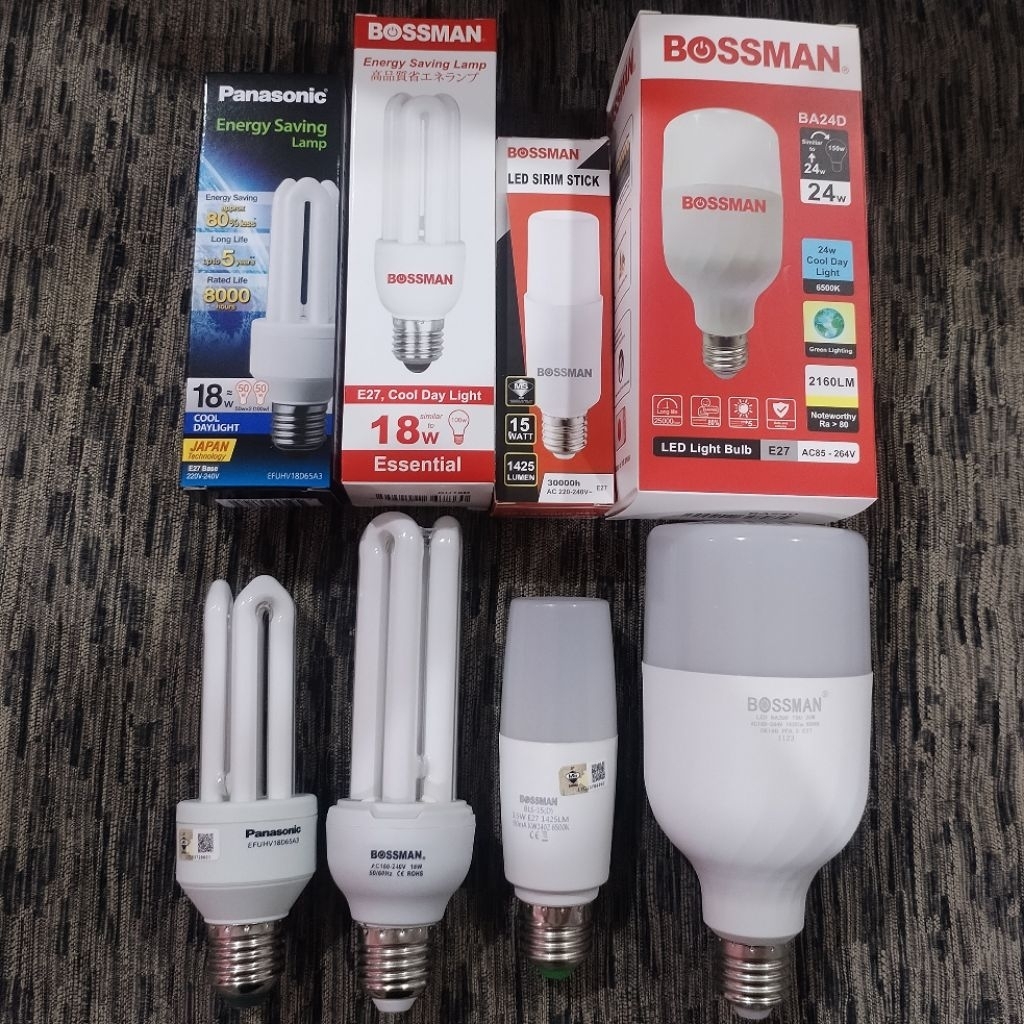PANASONIC ＆BOSSMAN E27 Cool Daylight (WHITE) PLCE ＆LED Light Bulb ...