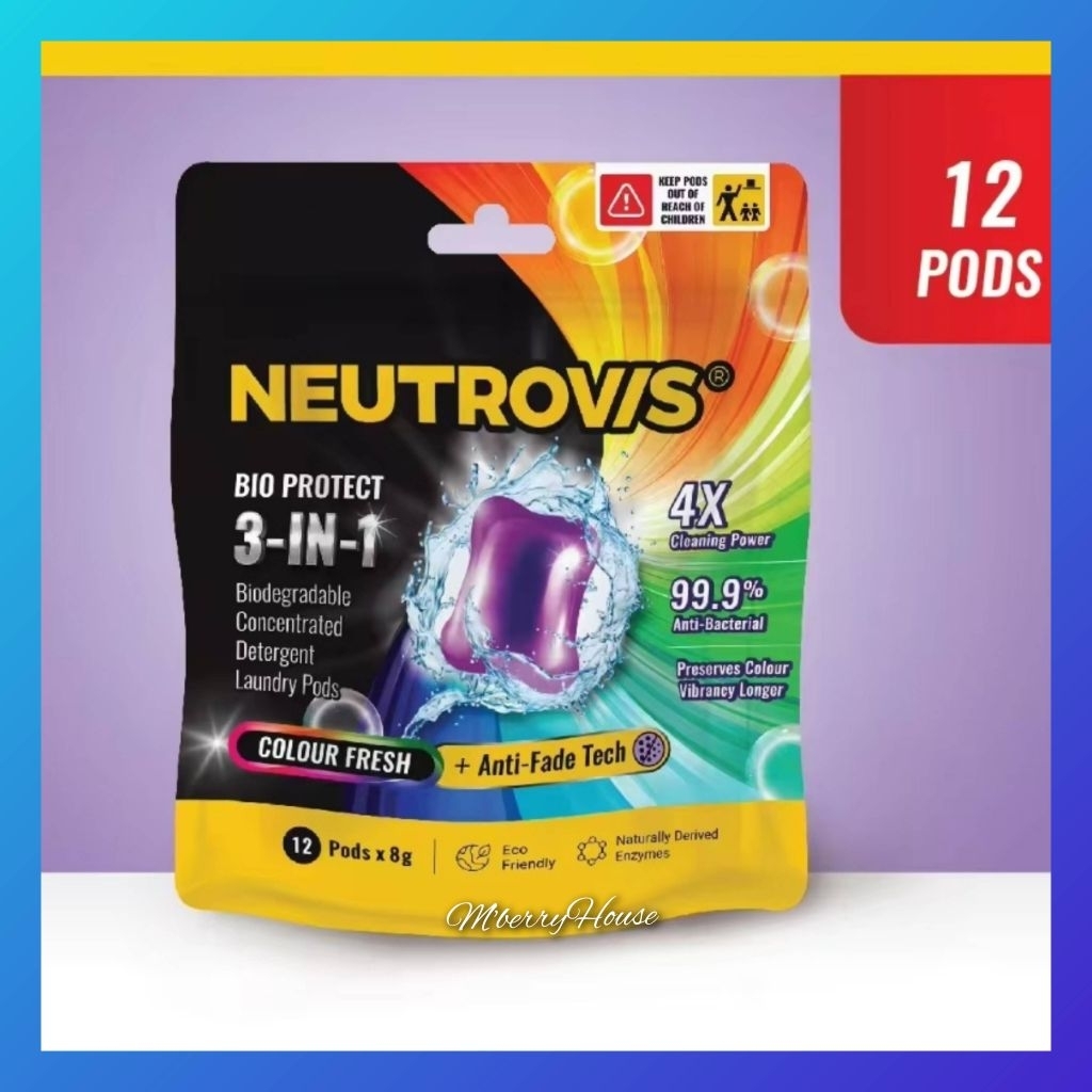 Neutrovis 3-IN-1 Biodegradable Concentrated Detergent Laundry 8g x 12s ...