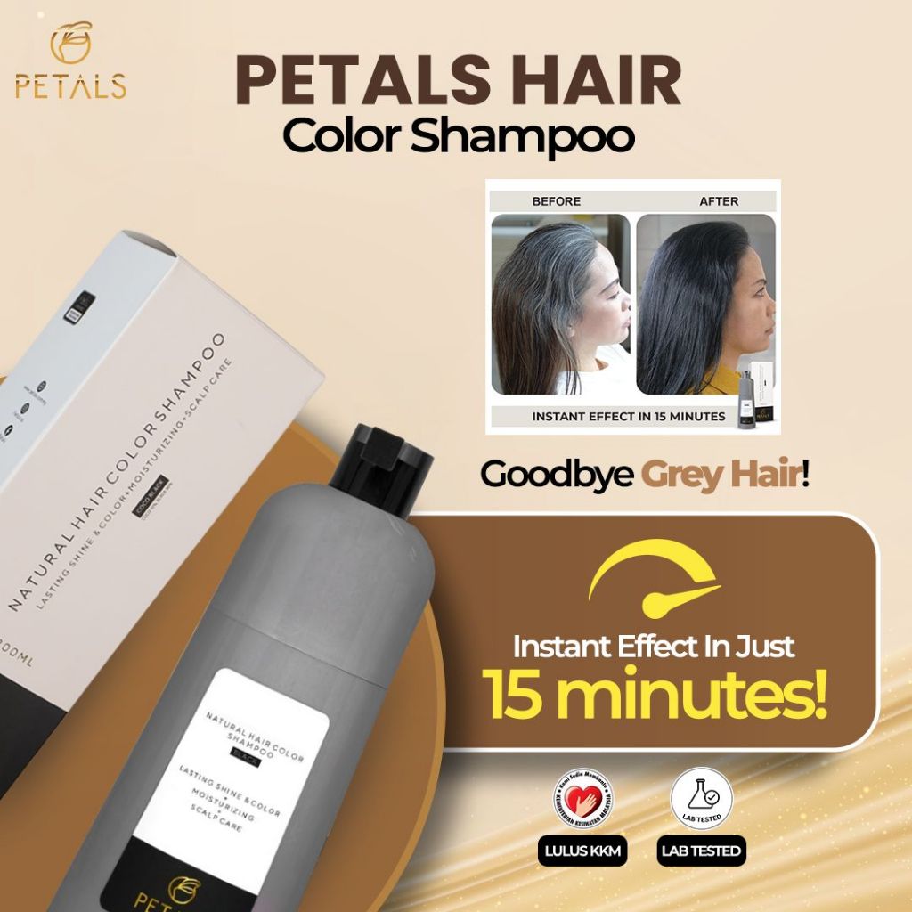 [HQ] Petals HAIR COLOR SHAMPOO Uban Halal Syampu Pewarna Rambut Telus ...