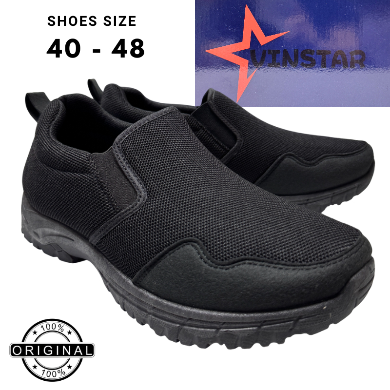 Kasut Hitam Lelaki Sarung Slip on Sneakers Men Sport Shoes Saiz Besar ...