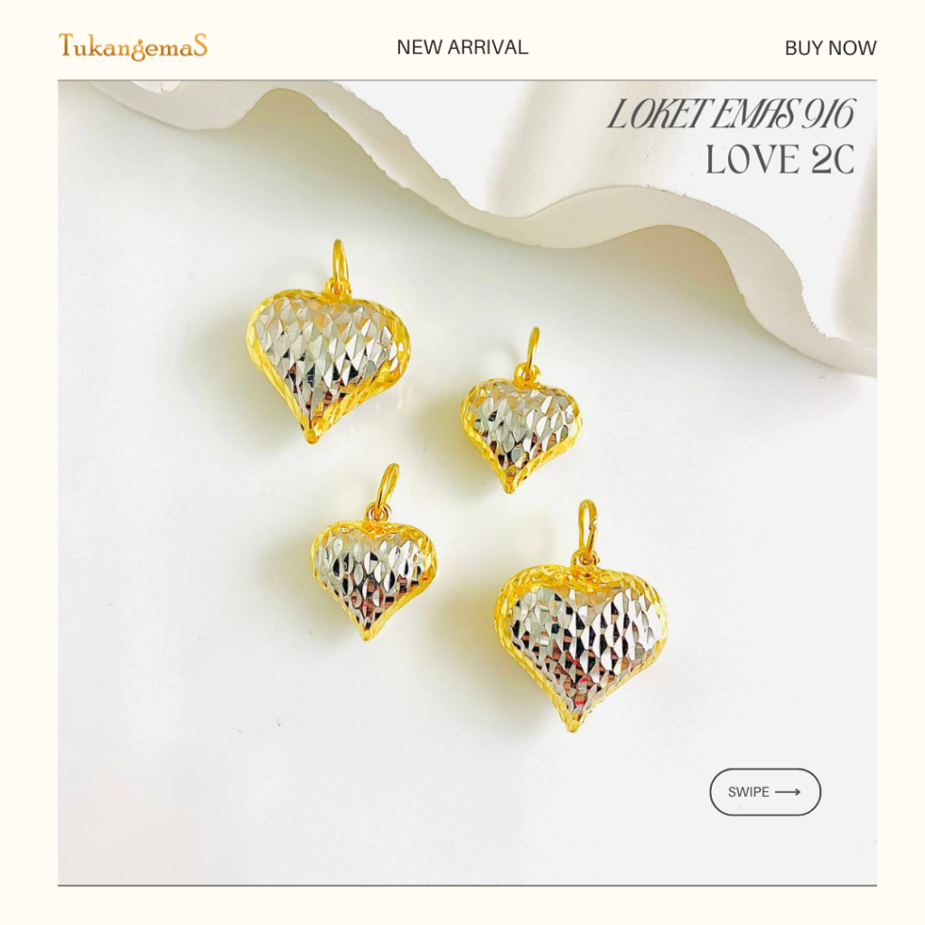 TukangemaS loket emas 916 pendants 22k love pahat gemuk licin besar ...