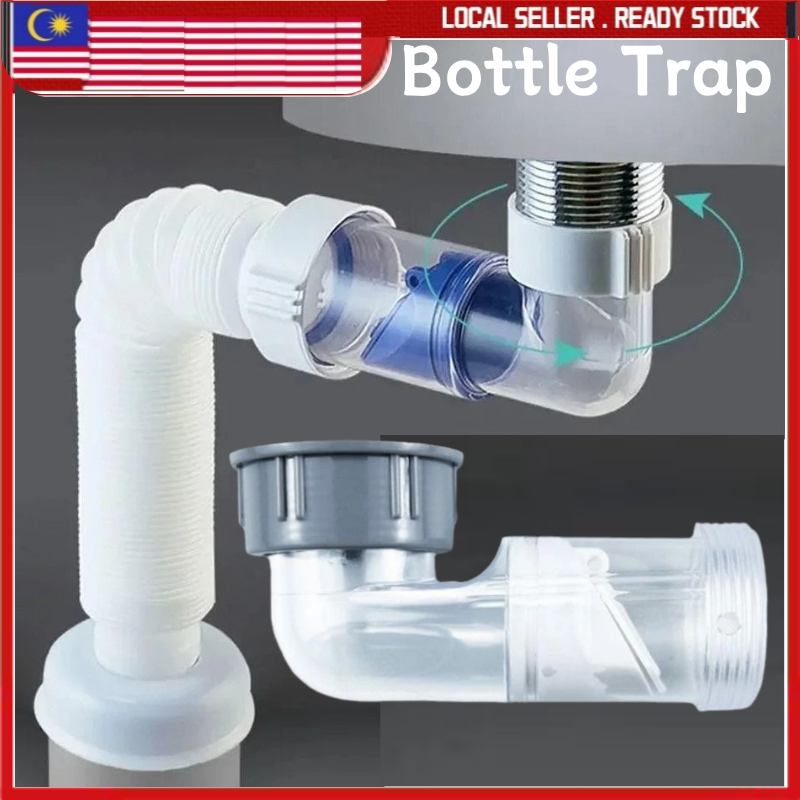 Kitchen Sink Wash Basin Drainage Pipe Kit Universal Curved Drain Joint ...