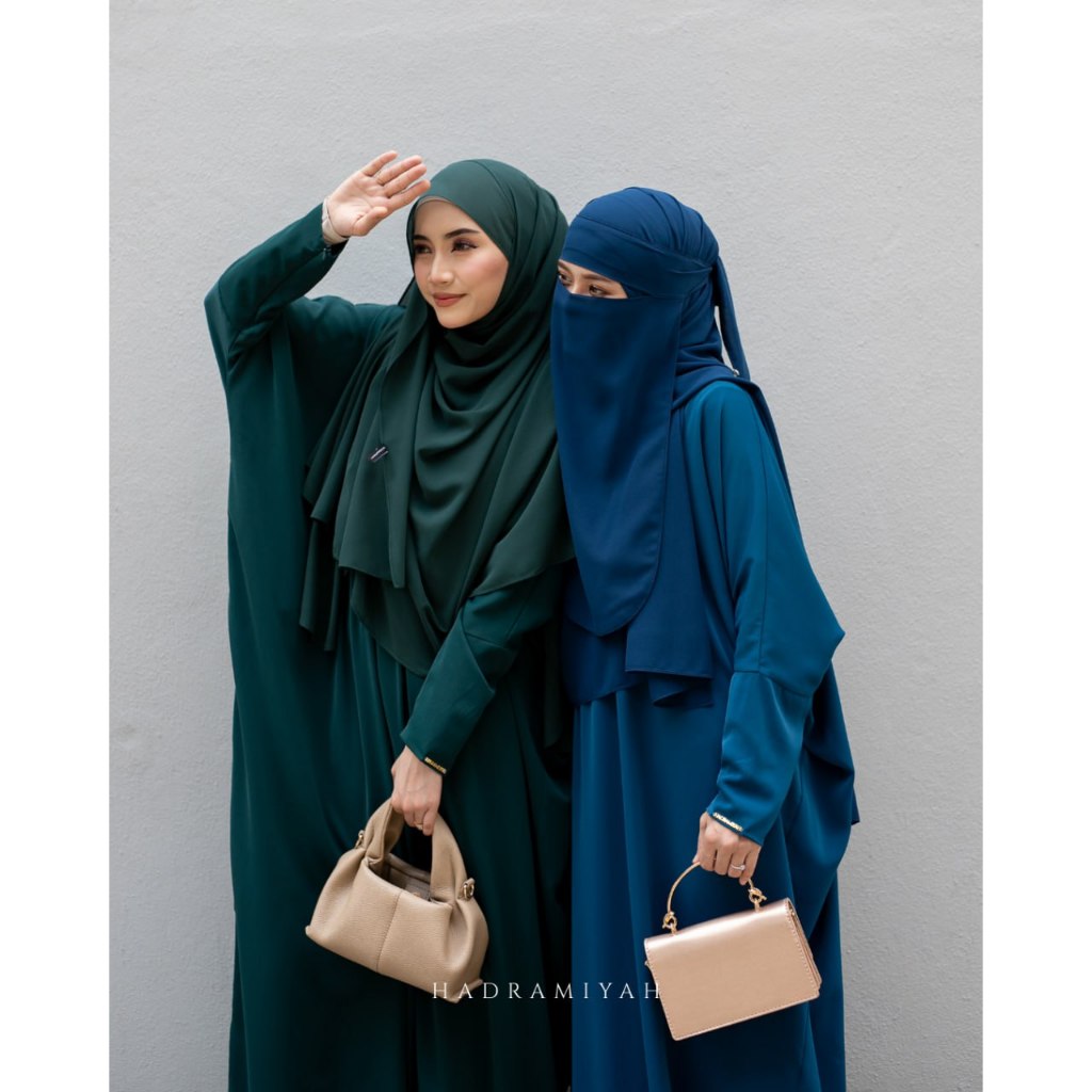 Set Kaftan Lubna Termasuk Shawl Labuh dan Niqab 1 Layer (Kaftan Batwing ...
