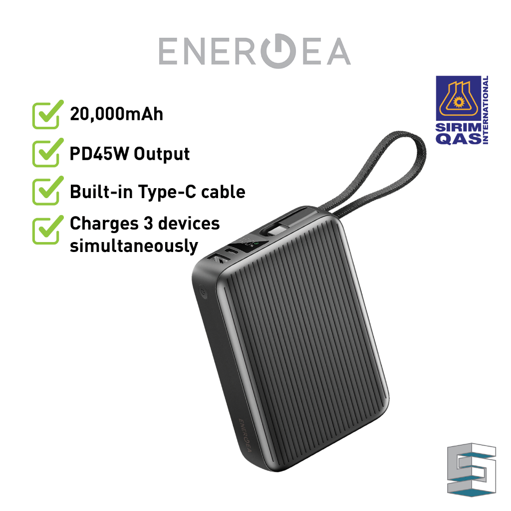 ENERGEA Integra Ultra 45, 20000mAh Power Bank with Built In USB-C Cable ...